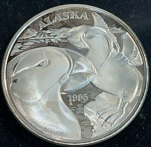 Alaska Mint “Puffins” 1995 Alaska State 1oz .999 Silver Proof Medallion ...