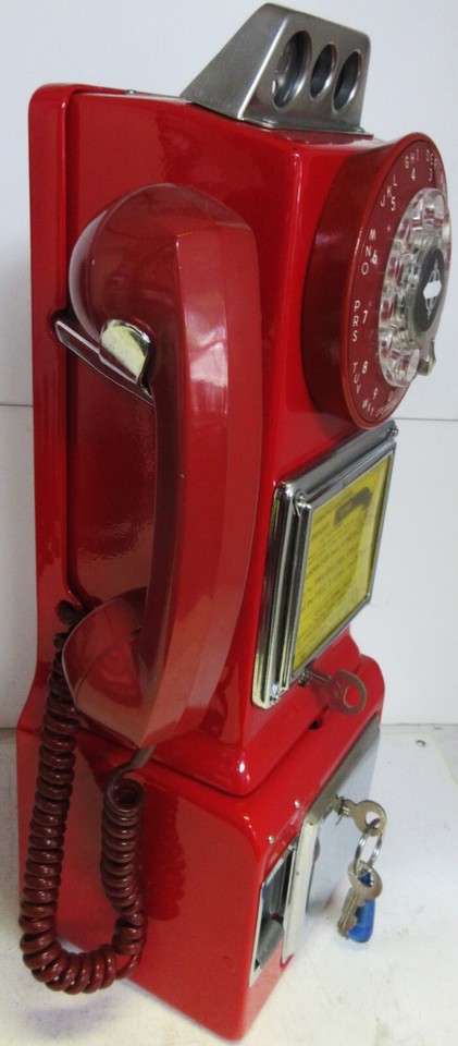 Automatic Electric Three Slot Red Pay Telephone 1950's Operational ...