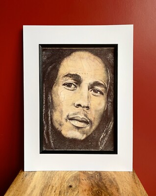 Bob Marley Portrait, Pen Drawing Over Map Of St Ann’s, Jamaica.A4 Print ...