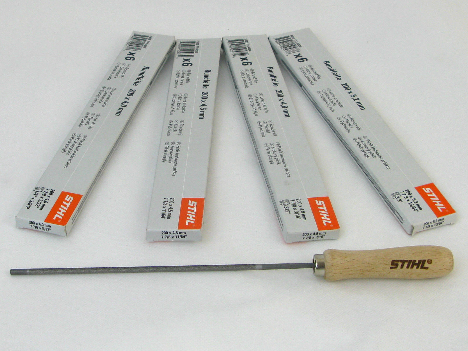 STIHL Rundfeile 6 Stück mit Feilenhalter Holz für Sägeketten von 3,2 mm ...