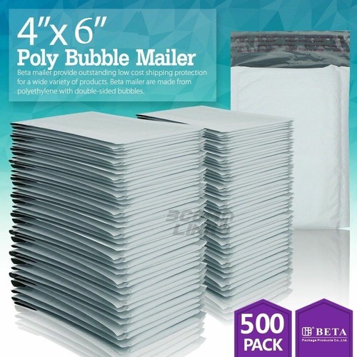 500 #0000 4x6 Poly Bubble Padded Envelopes Mailers Shipping Bag 4" x 6 ...