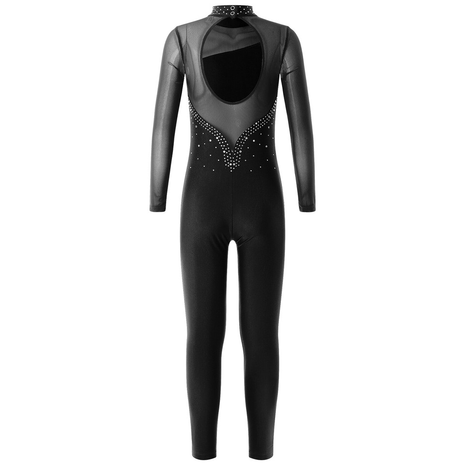 Kids Girls Rhinestones One Piece Unitard Full Body Leotard for Ballet ...