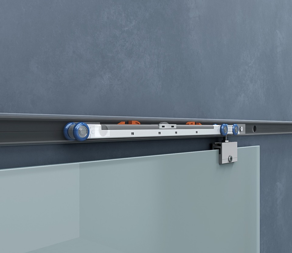 Home Interior Sliding Door Glass Rail Track Kit Round Handle Frosted ...