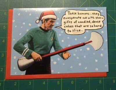 1x Star Trek Christmas Holiday Greeting Card Spock Amok Time Fruitcake ...