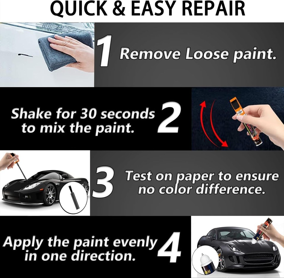 Gloss Black Touch Up Paint Repair Kit Universal for Car Chips Nicks DIY ...