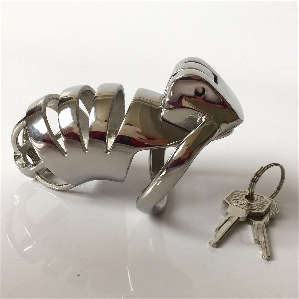 Male Lockable Hollow Chastity Cage Device 3 Size Rings BDSM Bandage ...