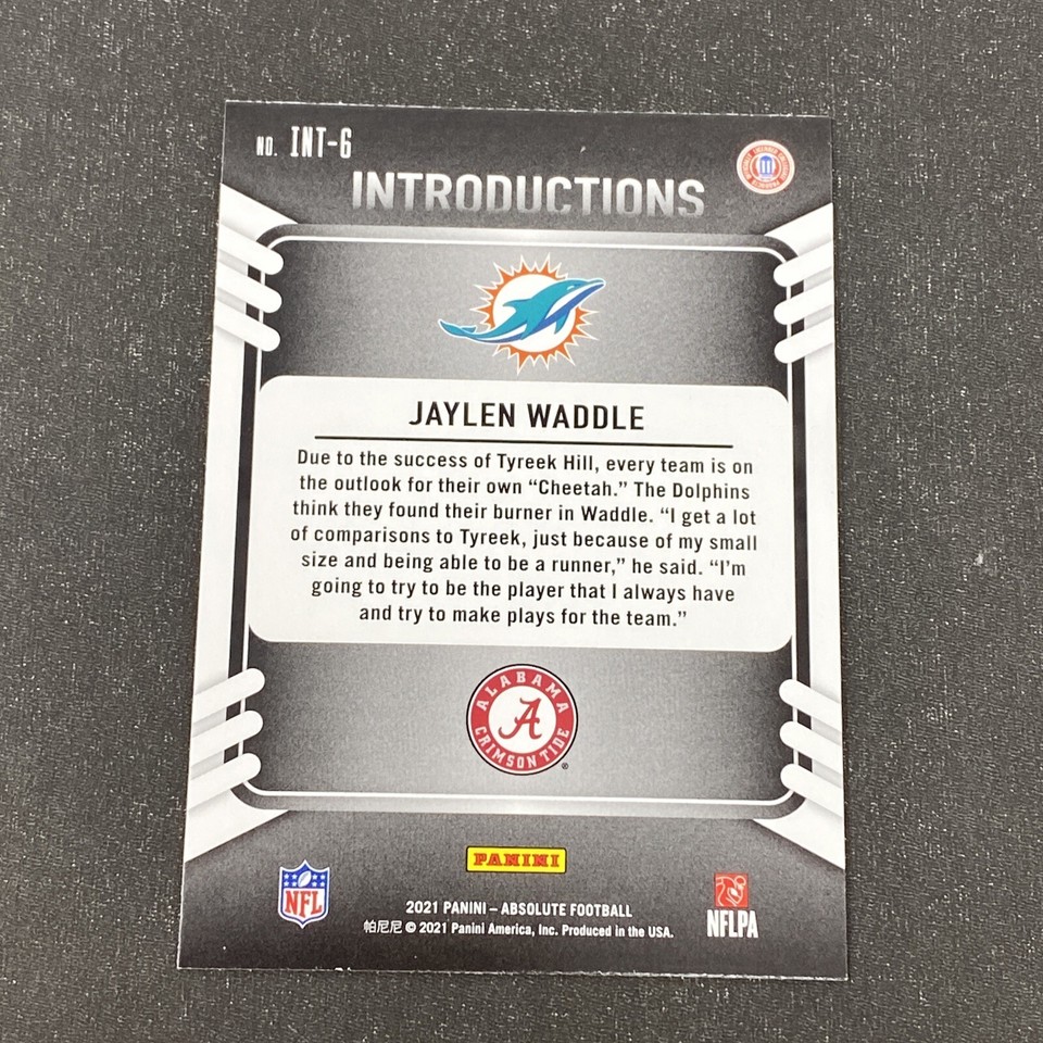 Jaylen Waddle Rookie Card 2021 Absolute INTRODUCTIONS Insert #INT-6 ...