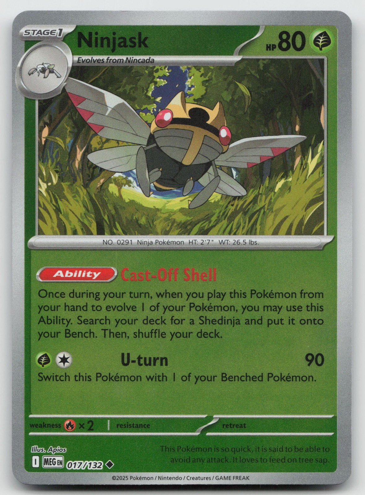 Ninjask Uncommon Reverse Holo ME01: Mega Evolution 017/132 NM | eBay