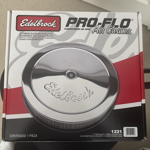 Edelbrock Pro-Flo Chrome 10" Round Air Cleaner w/ 2" Paper Element 1208 ...
