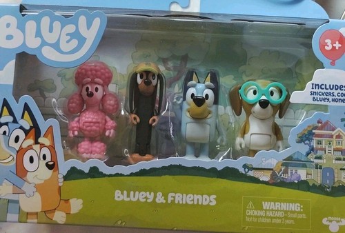 Bluey And Friends 4 Pack Snickers Coco Bleuy And Honey NEW In Box | eBay