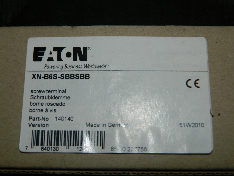 NEW EATON XN-B6S-SBBSBB 140140 Screw Terminal Base Module Block 6 ...