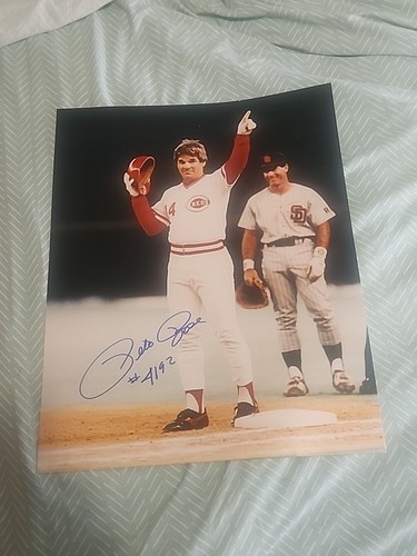 Pete Rose Hand Signed Autographed Reds 16x20 Photo | eBay