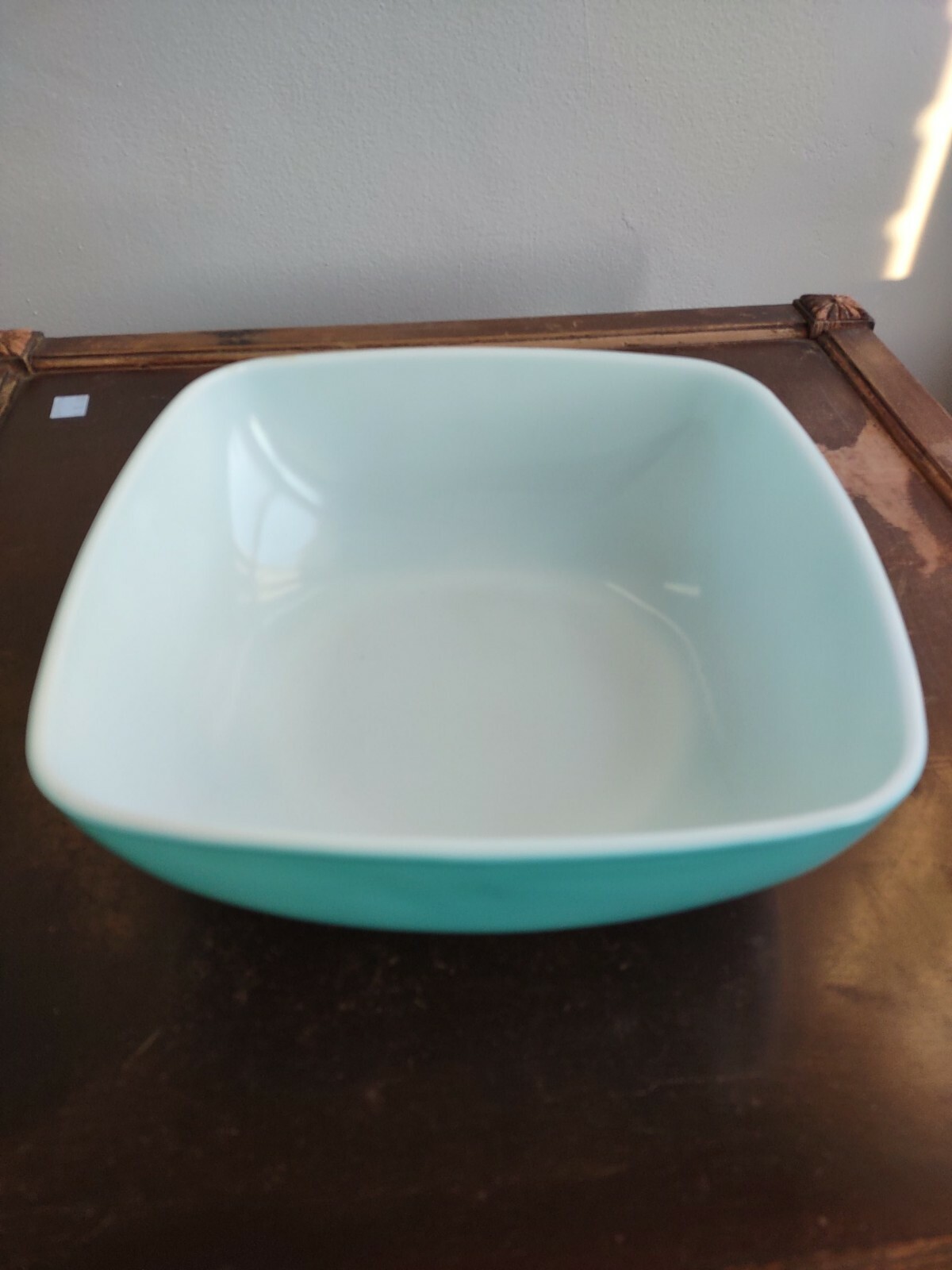 Pyrex Turquoise Blue Glass 2 1/2 qt Chip & Dip Square Bowl 025 USA | eBay