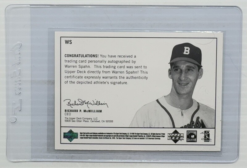 1999 UD Century Legends Warren Spahn Epic Autograph Auto #WS Braves | eBay