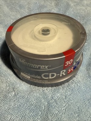 Memorex Printable CD-R 700MB 52x 80-Minute Print Label Write 30 Pack ...