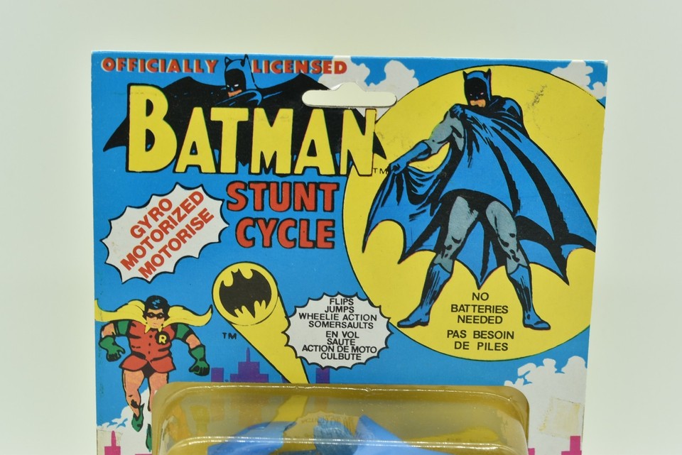 Batman - STUNT CYCLE MOC, Gyro Motorized, Rare Vintage 1979, AHI, DC ...