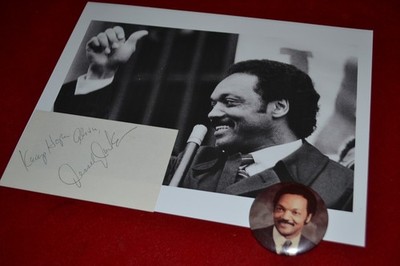 Jesse Jackson autograph and rare Presidential campaign Button, Reverend ...