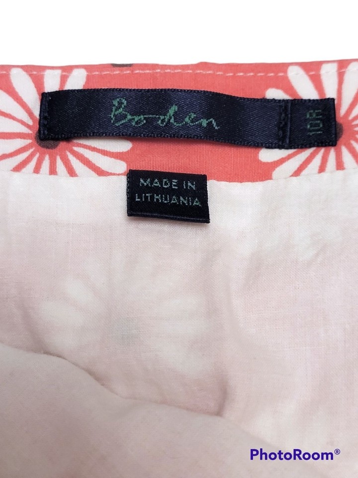 Boden Pink Knee Length Brown Polka Dot/Floral A-Line Skirt - Size 10R ...