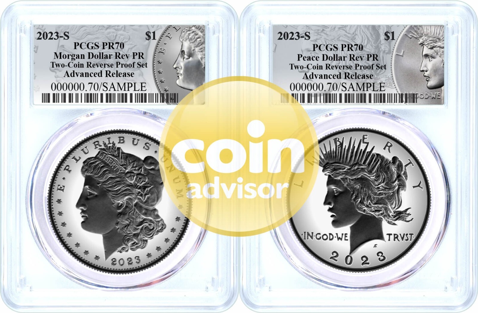 2023 S $1 Morgan & Peace Dollar Reverse Proof Set PCGS REV PR70 ...