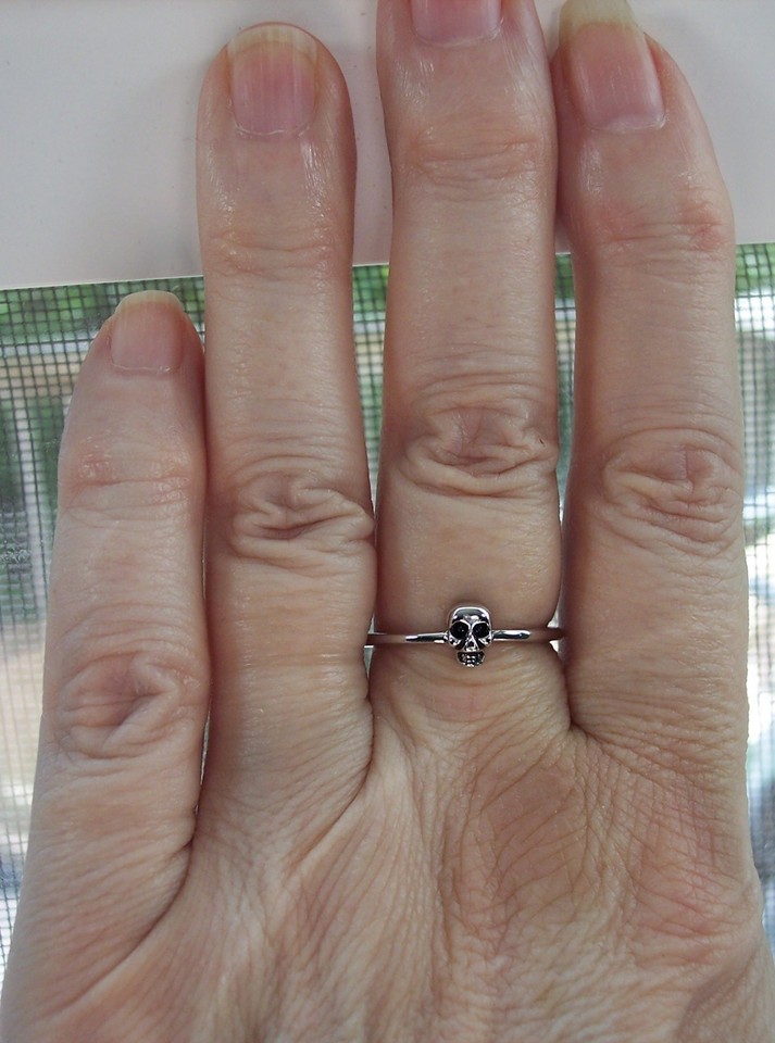 Dainty Phantom Skull Ring 925 Sterling Silver Goth Punk Minimalist | eBay