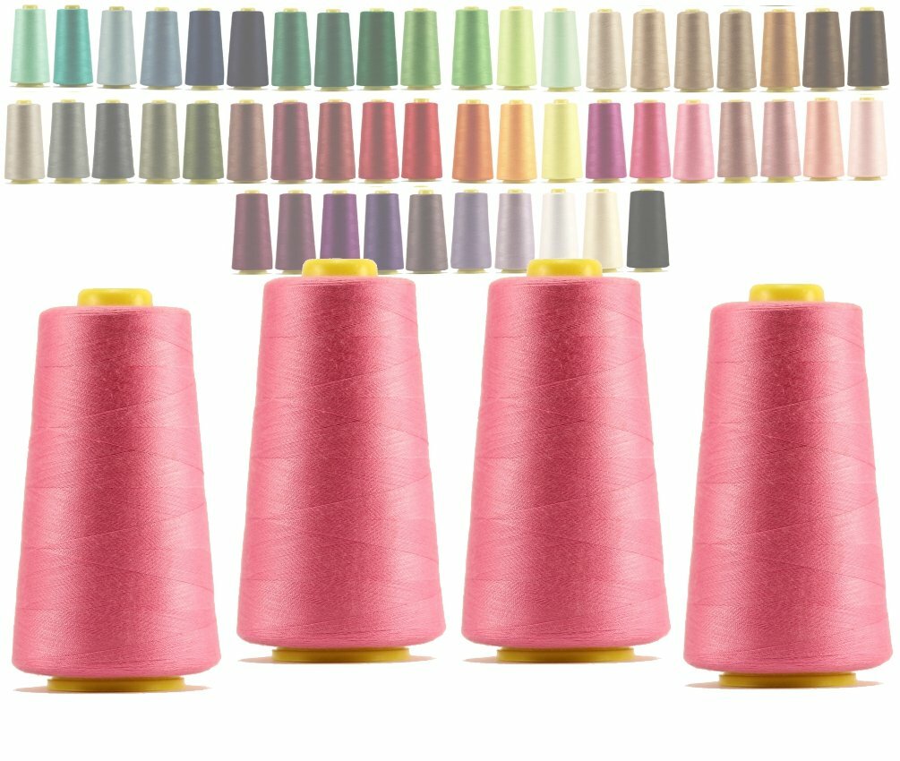 2 & 4 x5000 Yard Cones Overlocking Sewing Machine Industrial Polyester ...