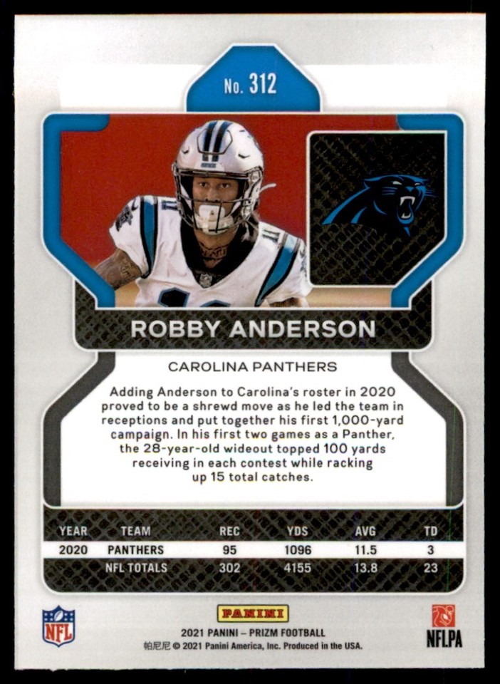 2021 PANINI PRIZM ROBBY ANDERSON CAROLINA PANTHERS #312 | eBay