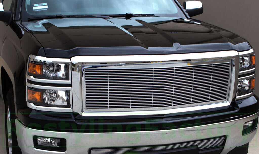 2014-2015 Chevy Silverado 1500 Chrome Billet Grille + Shell Full ...