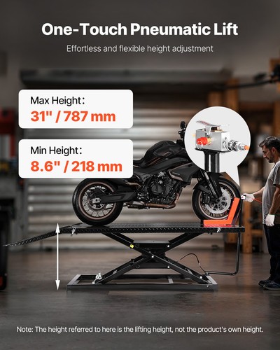 VEVOR Motorcycle Jack Lift 1500lb Pneumatic Motorcycle Jack Removable ...