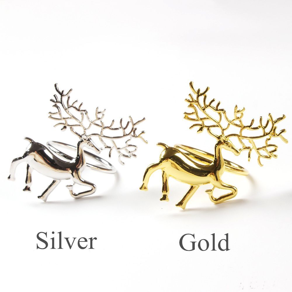 Christmas Napkin Holder Deer Elk Napkin Ring Happy New Year Laser Cut ...