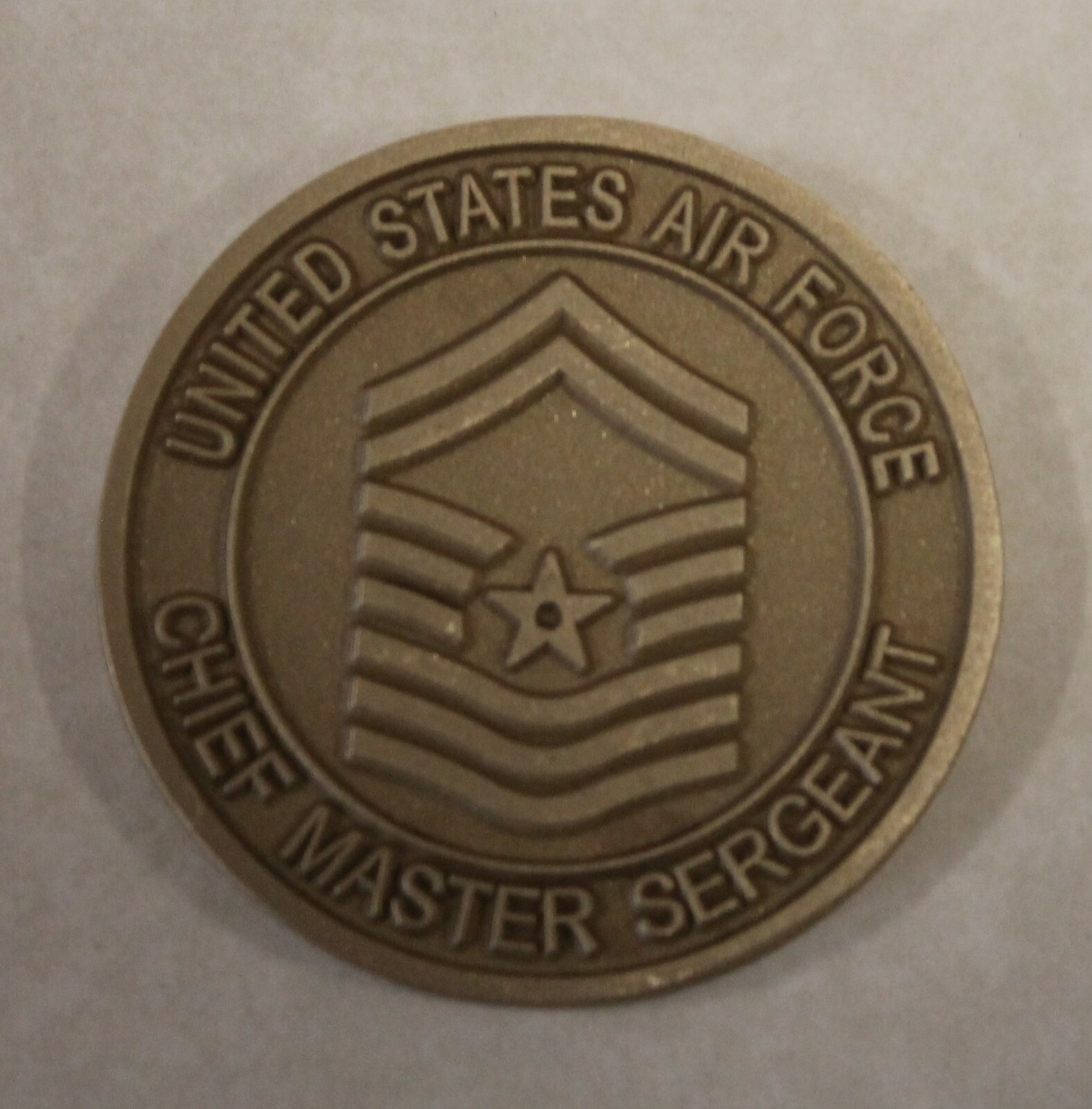 Chief / CMSgt Old Stripe / Chevron Air Force Bronze Challenge Coin 3/4 ...