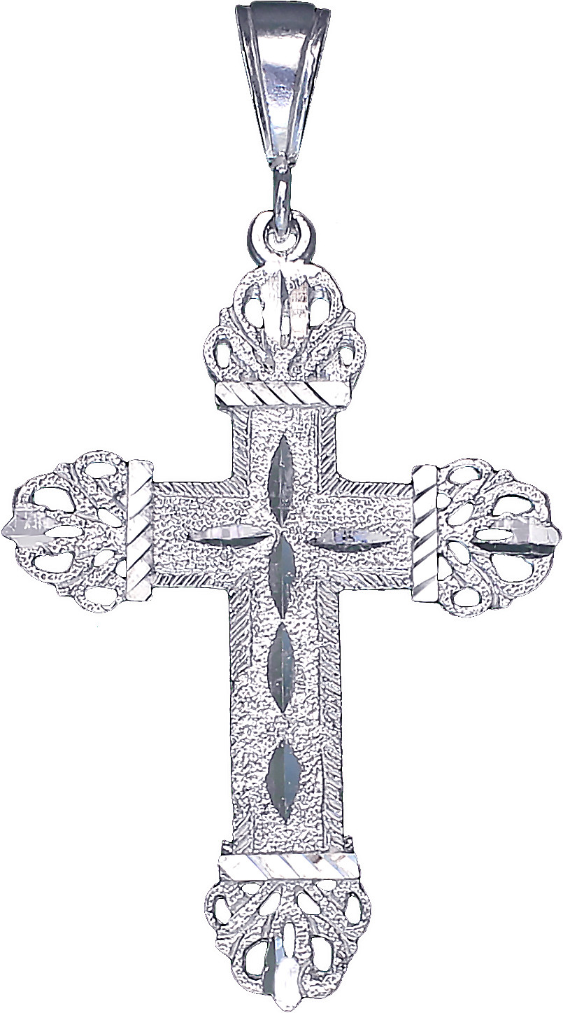 Sterling Silver Cross without Jesus Pendant Necklace with Diamond Cuts ...