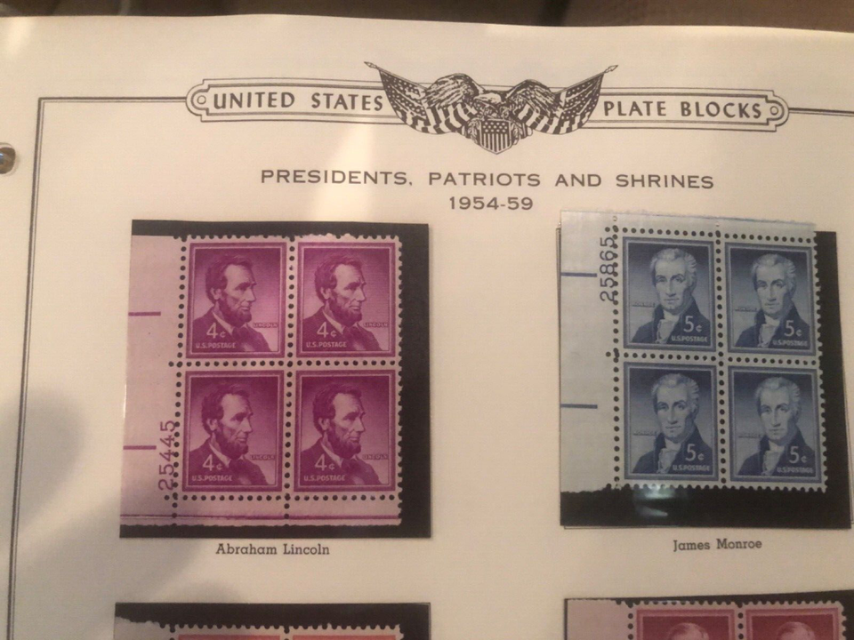 US Abraham Lincoln 4 Cent Stamp 1954 PLATE BLOCK # 25445 Rare | eBay