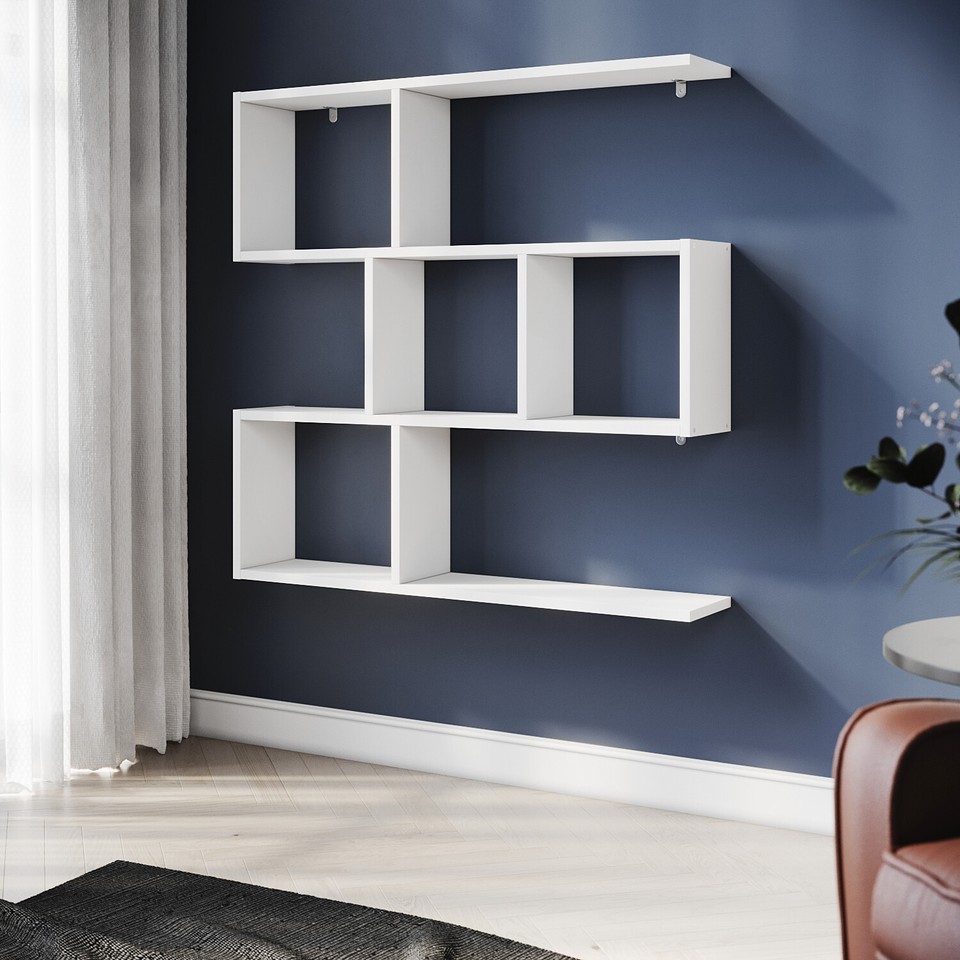Wall Mounted White Book Shelves Unit Shelving Decorative Display Shelf ...