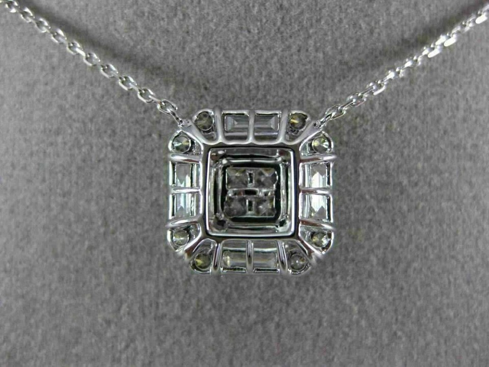 ESTATE LARGE 1.35CT DIAMOND 18KT WHITE GOLD MULTI SHAPE CLUSTER SQUARE ...
