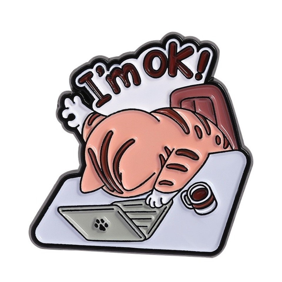 Accessories Work Cat Enamel Pin Workday Quotes Lapel Pins Badge Office ...