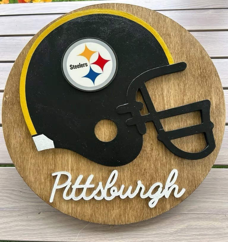 Pittsburgh Steelers Helmet “Raised 3D” Wood Decor Sign Huge/Unique 1ft ...