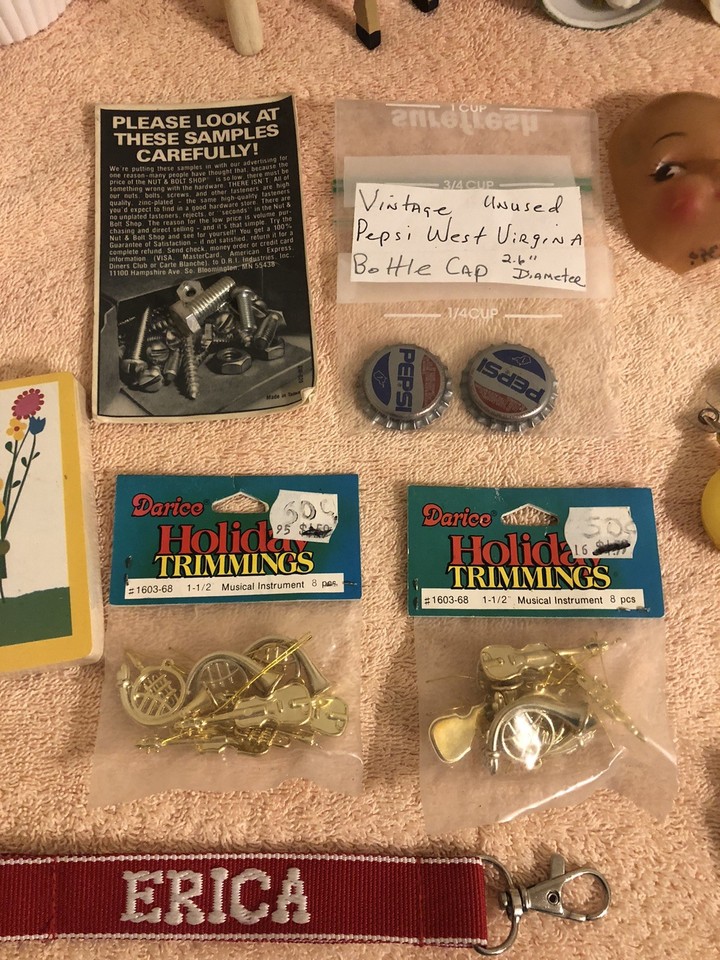 MISC Lot Of Junk Drawer Items Pepsi Upper Deck Ornaments Copper Plaque ...