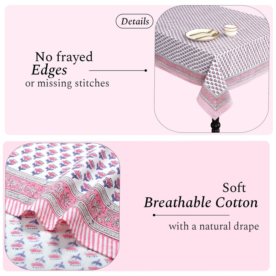 CPC Tablecloth 100% Cotton 60x60 Inch Indian Block Print Square Table ...