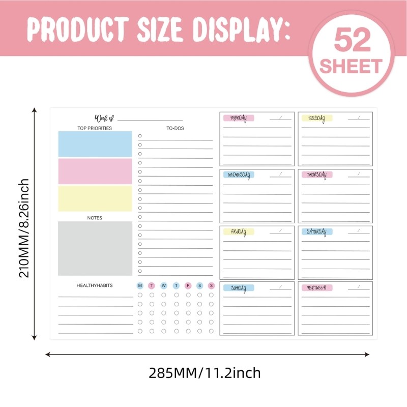Tearable Schedule Notepad With Vibrantly Color Time Management Sheet ...