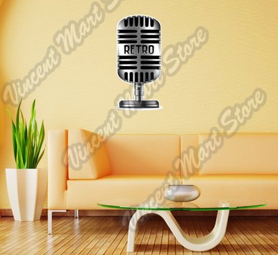 Radio Microphone Karaoke Retro Music Wall Sticker Room Interior Decor ...