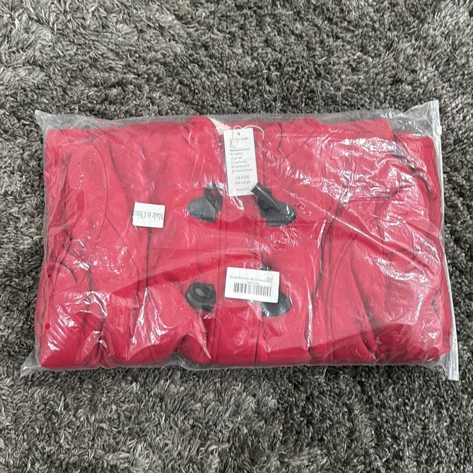 JiangWu Fleece Linned Horn Button Jacket in Red, Size XXL | eBay
