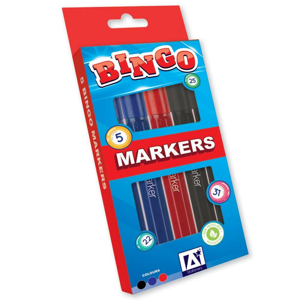 IGD JMK/3 Felt Tip Bingo Marker Pens, Assorted Colours - Pack of 5 or ...