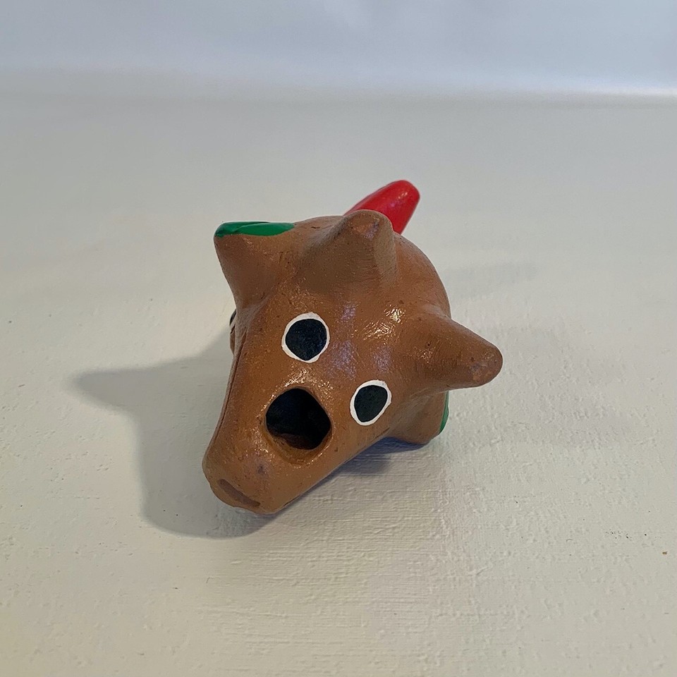 Vintage Ocarina Folk Art Clay Toucan Whistle 3 Head Flute Shape Shift ...