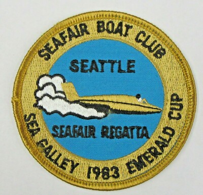 1983 SEATTLE SEAFAIR BOAT CLUB REGATTA Hydroplane boat race shirt patch ...