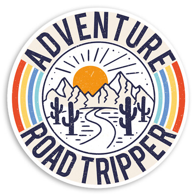 2 x 10cm Adventure Road Trip Vinyl Stickers - Travel Cool Luggage ...