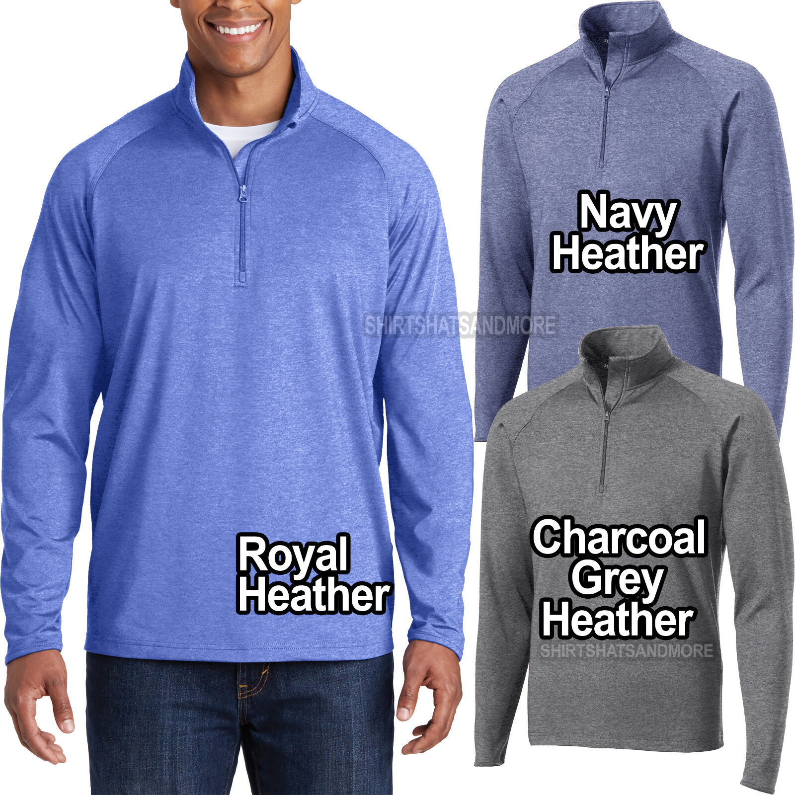 Mens Tall Heather Moisture Wicking Stretch 1/4-Zip Pullover LT-4XLT NEW ...
