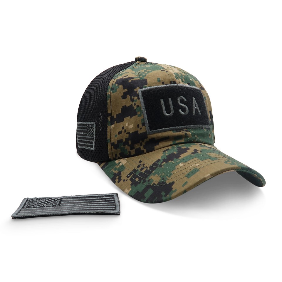 Baseball Cap USA Flag American Men Hat Detachable Patch Mesh Tactical ...