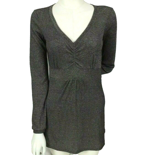 CrossRoads Top Tunic Silver Grey Size XS 6 8 Fine Knit V Neck Long ...