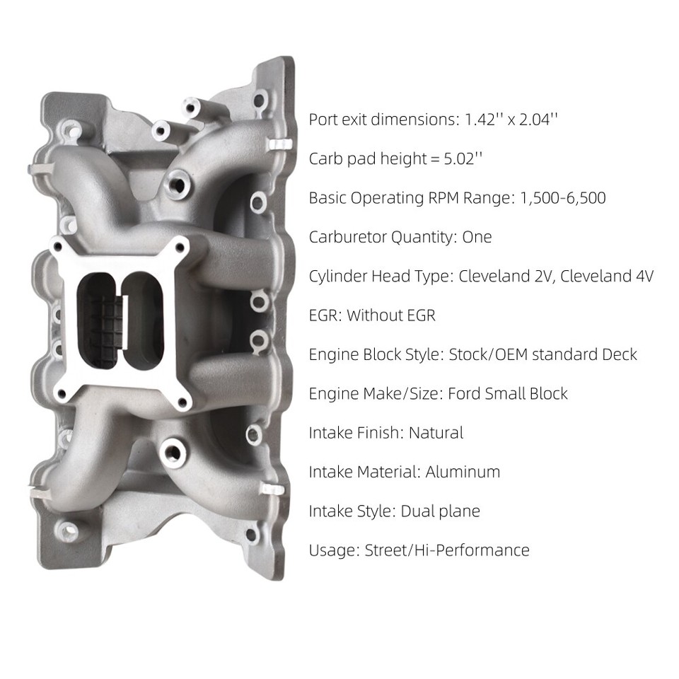 Dual plane Aluminum Carb Intake Manifold for Ford 1970-74 V8 Cleveland ...