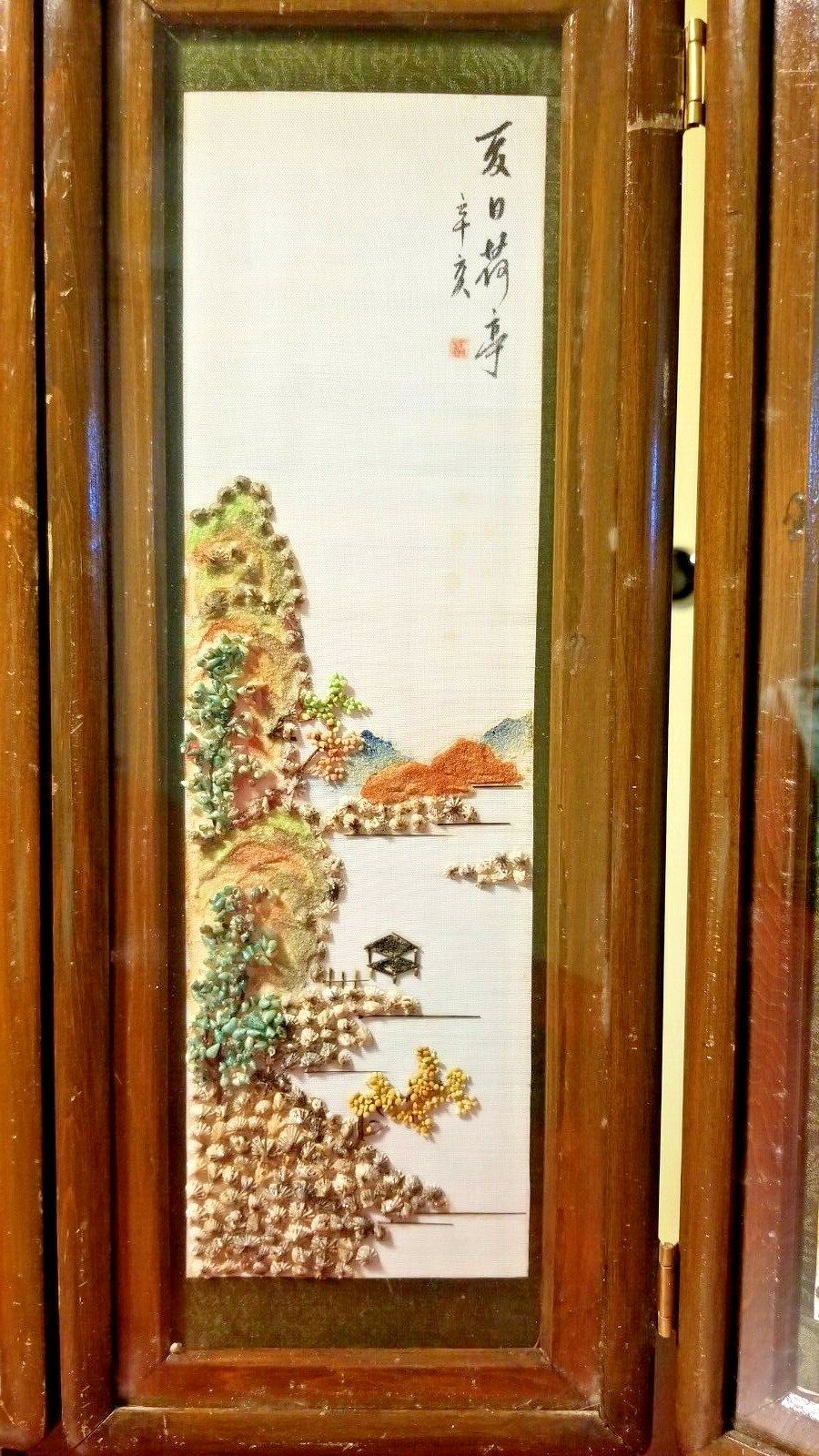 Vintage Chinese Shell Art - Four Seasons. Hinged panels. Signed art | eBay